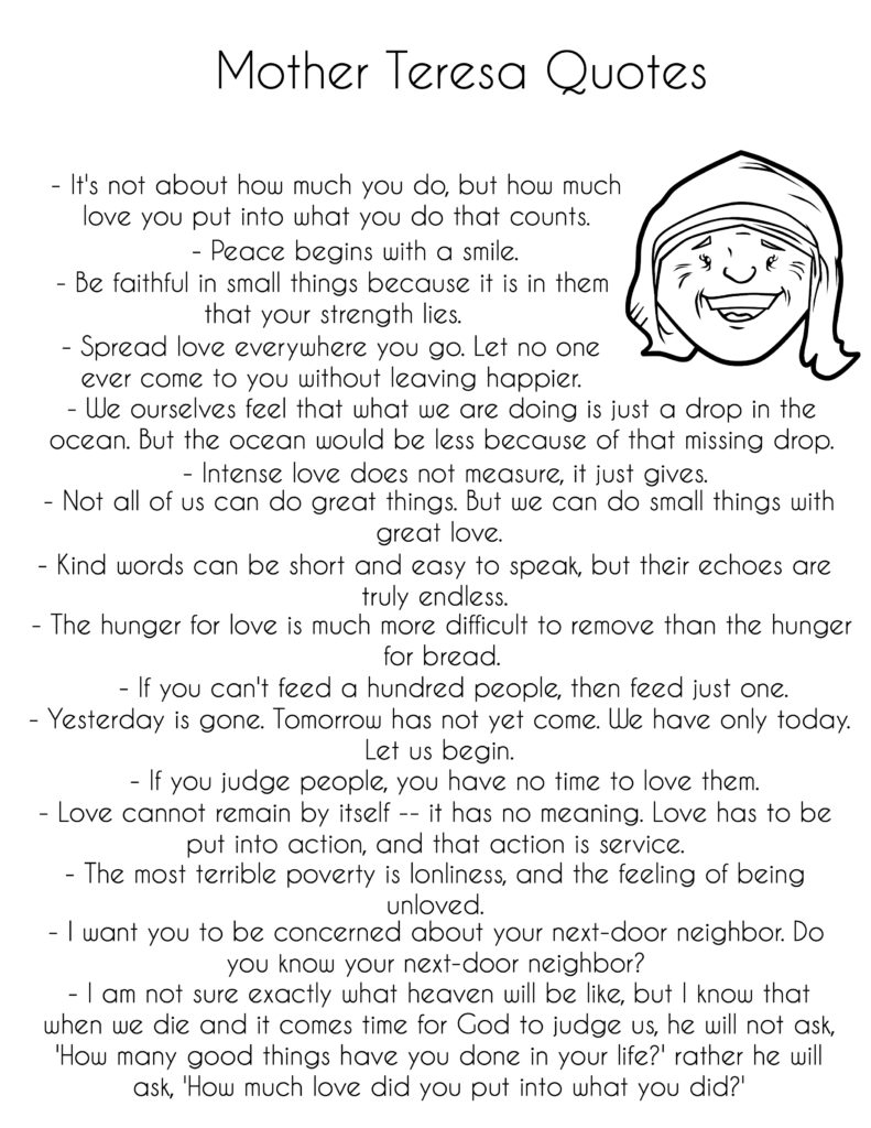 Free Mother Teresa Unit Study Workbook - Sarah Lyn Gay